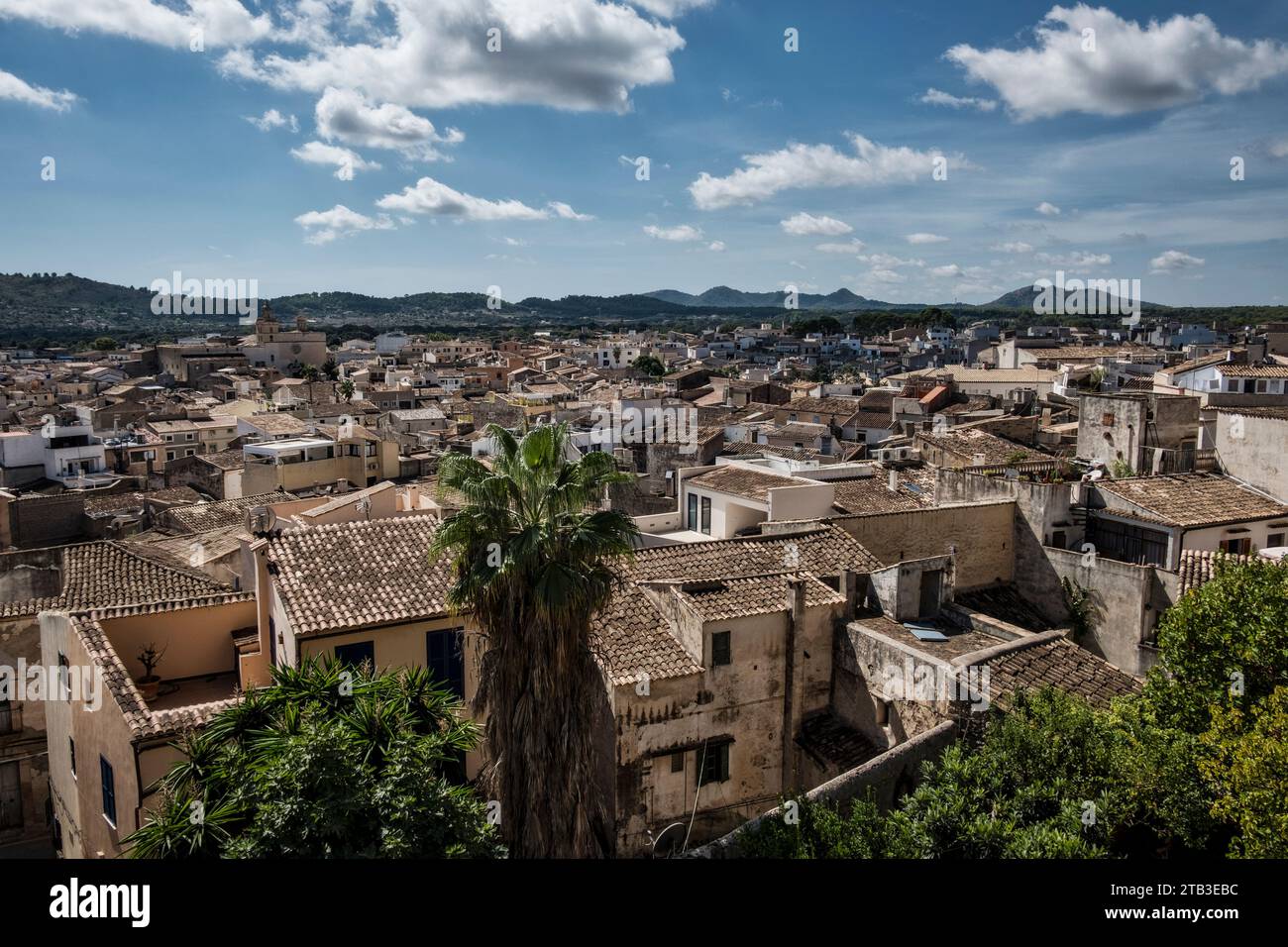 Small town and castles in Mallorca, Spain, Europe Stock Photo - Alamy