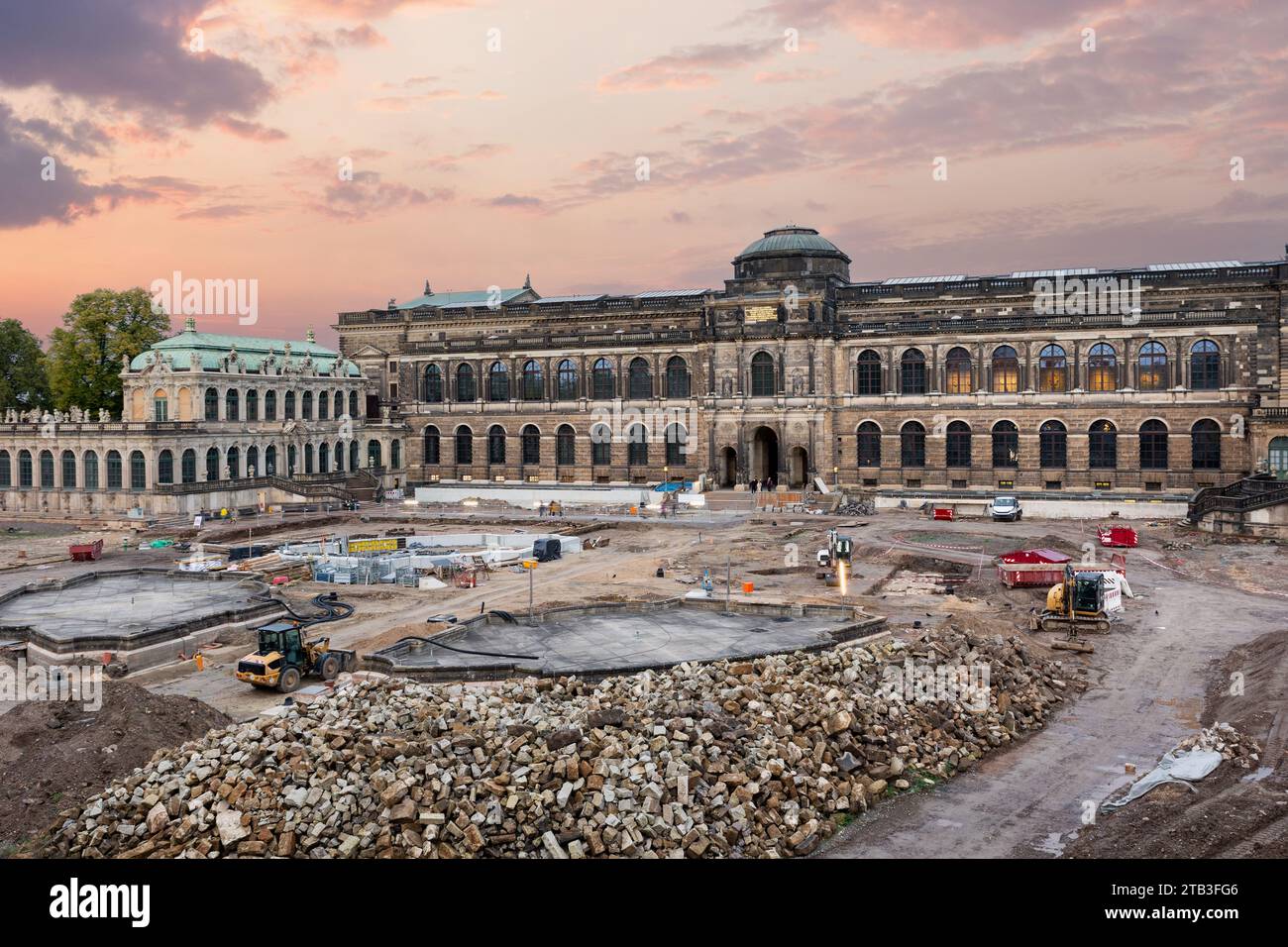 Dresden Zwinger palace king inner courtyard under reconstruction and ...