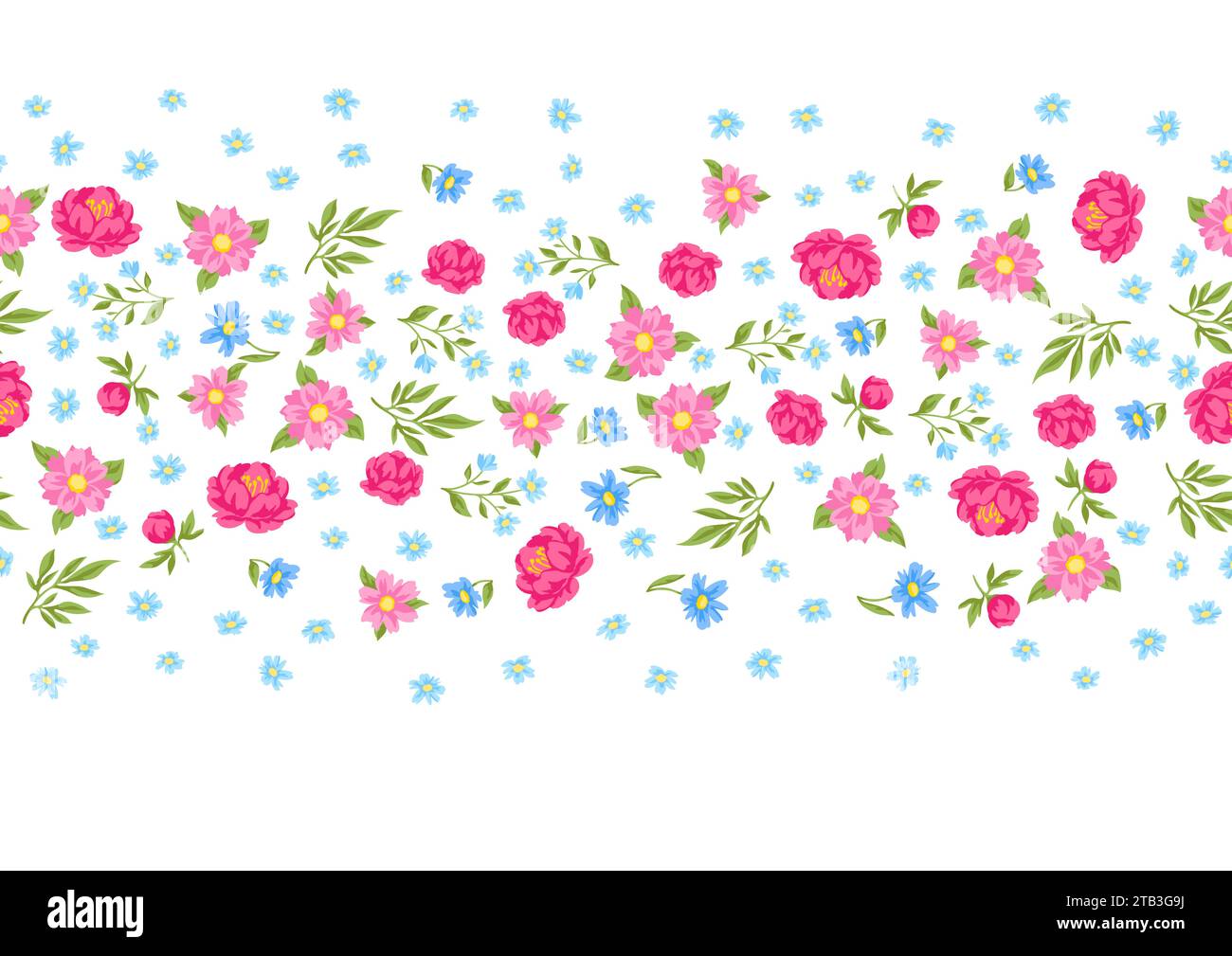 Pattern with pretty flowers. Beautiful decorative natural plants and ...