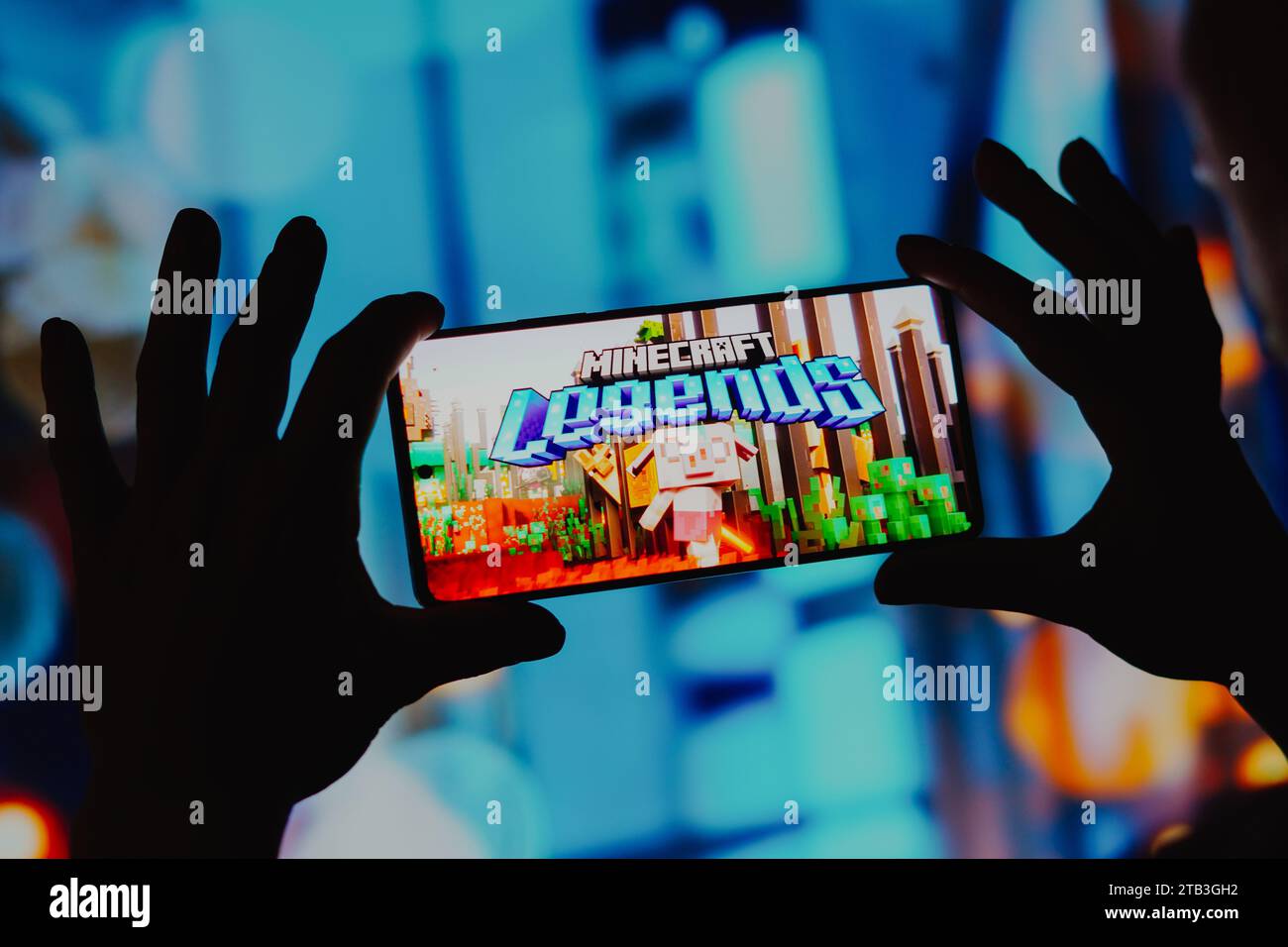 In this photo illustration, the Minecraft Legends logo is displayed on ...