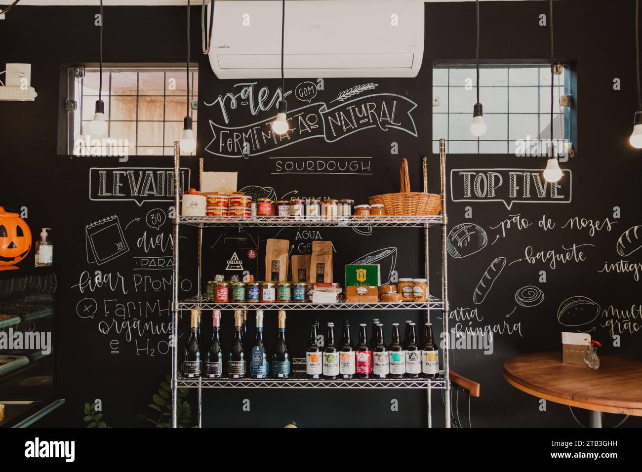 shelf with various products in the cafeteria Stock Photo - Alamy