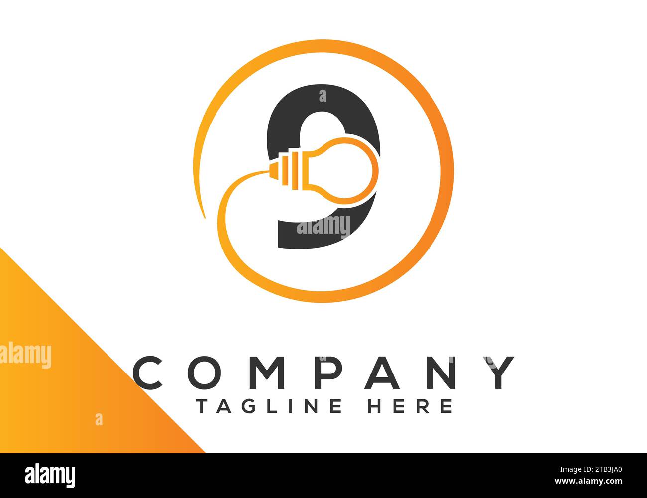 Letter 9 electric bulb Design Vector Template. industrial and ...
