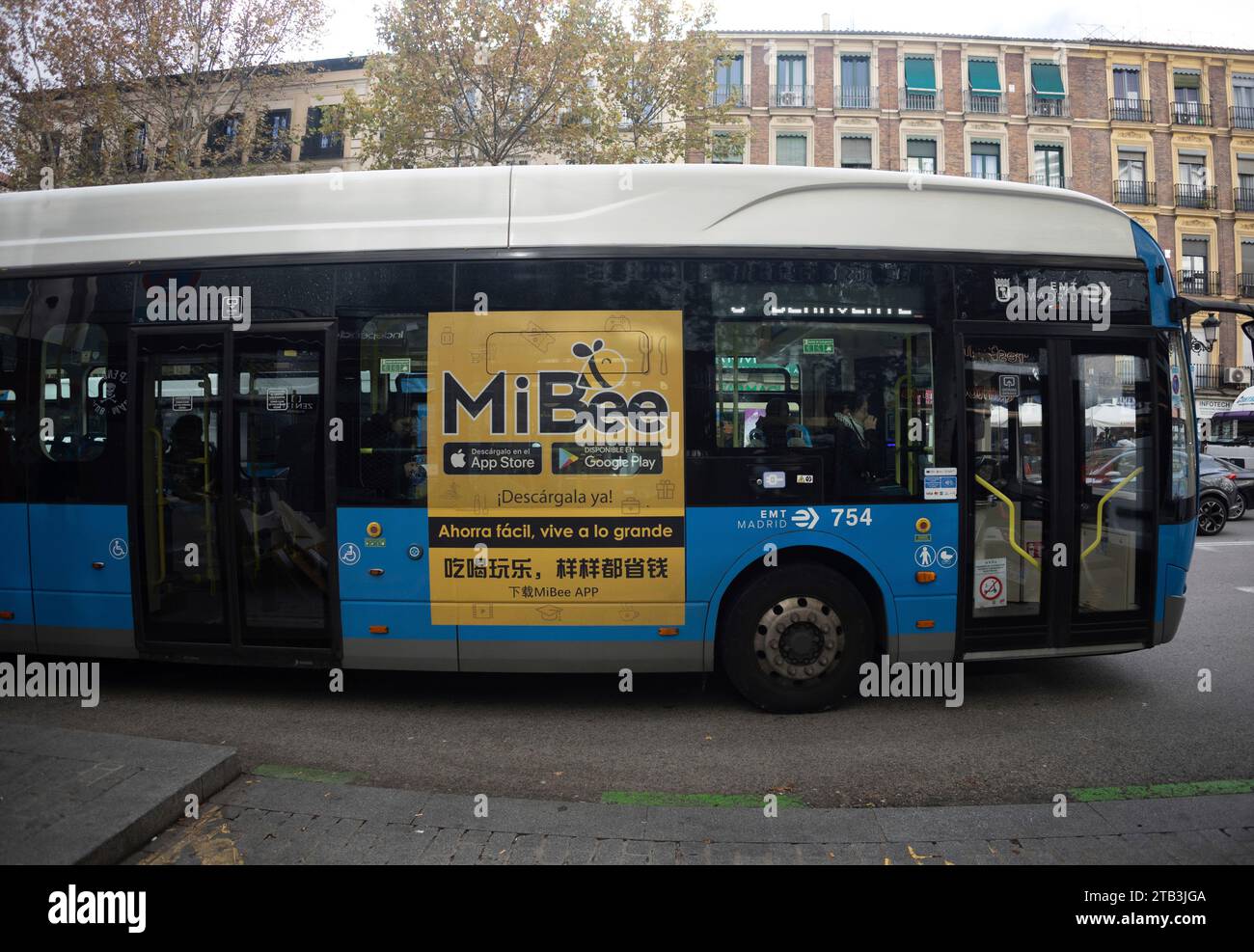 An EMT bus, on December 4, 2023, in Madrid (Spain). The Madrid City ...