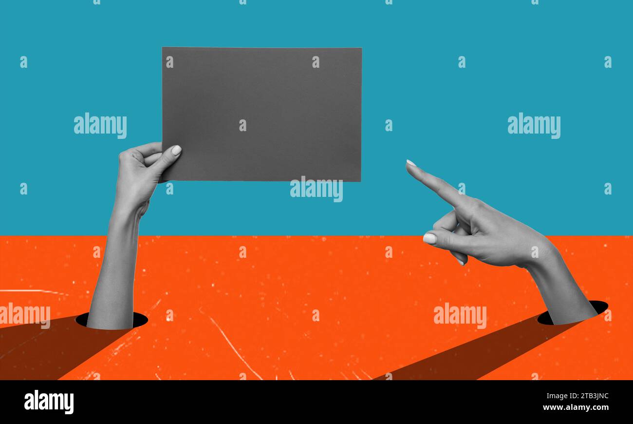 Journal template collage with a picture of a hand with a sign and a ...