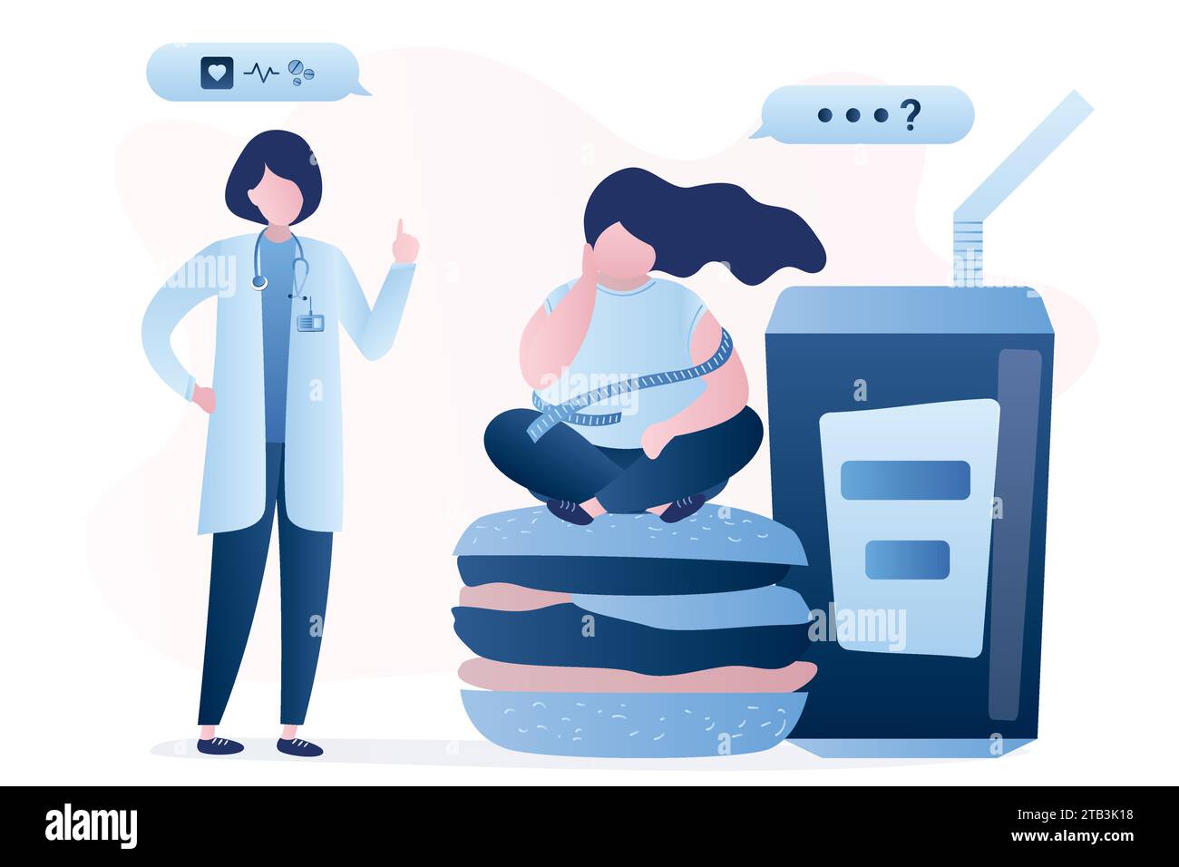 Obese woman with nurse Stock Vector Images - Alamy