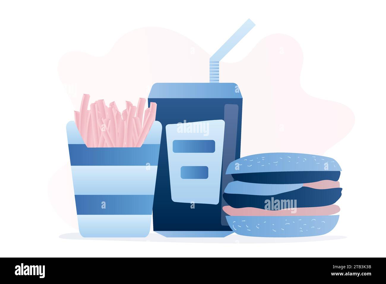 Fast food. Hamburger, french fries and drink. Unhealthy food concept ...