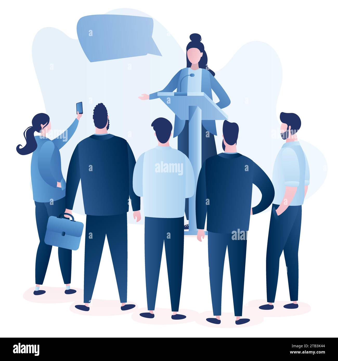 Caucasian female Politician speaking. Woman speaker giving speech from ...