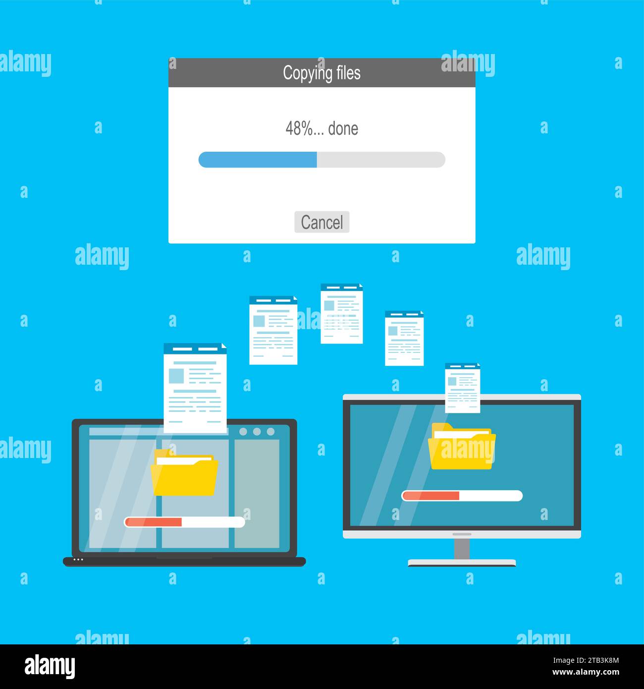Exchanging files. Modern pc computerand laptop. Copying files between ... Exchanging files. Modern pc computerand laptop. Copying files between ...