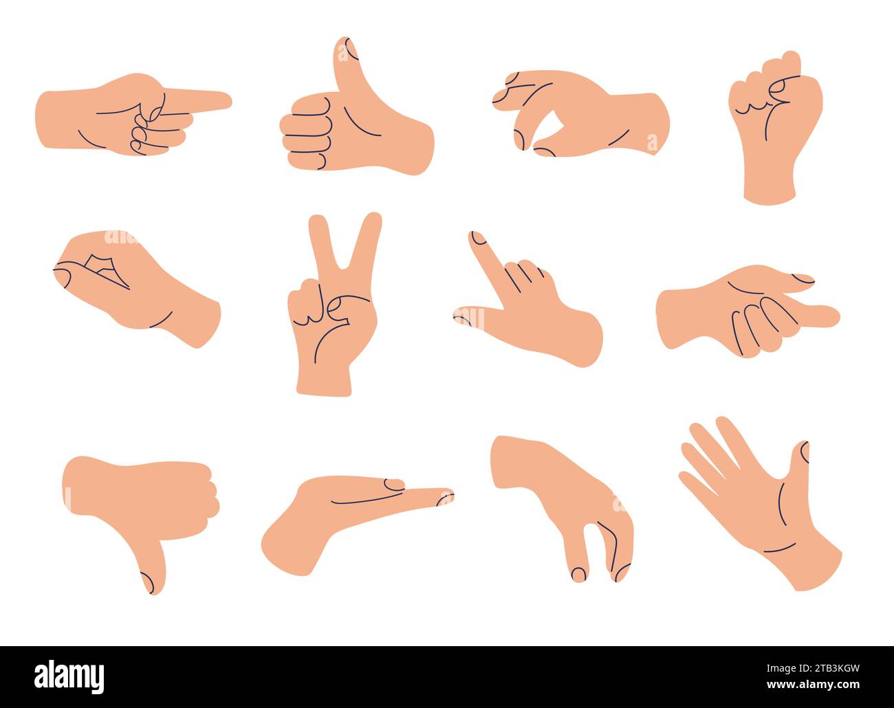 Set of hands gestures symbols in a trendy flat style. Communication ...
