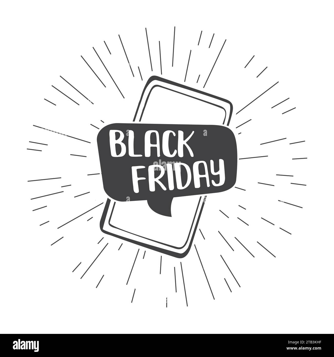 Black friday sale promotion. Speech bubble doodle on mobile phone ...