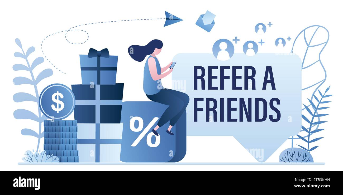 Referral program concept. Promotion campaign, influencer and target ...