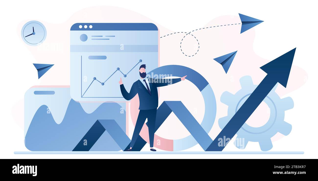 Stock market analysis. Business analyst handsome businessman. Financial ...