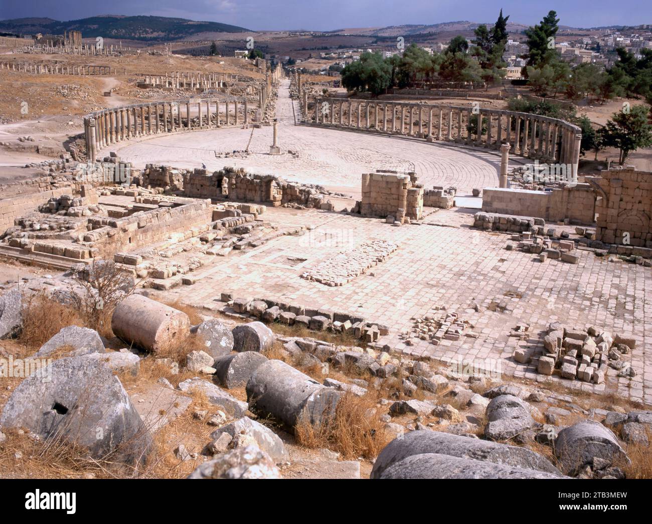 Oval Plaza 160 Ionic Columns Ancient Roman City Jerash Jordan. Created ...