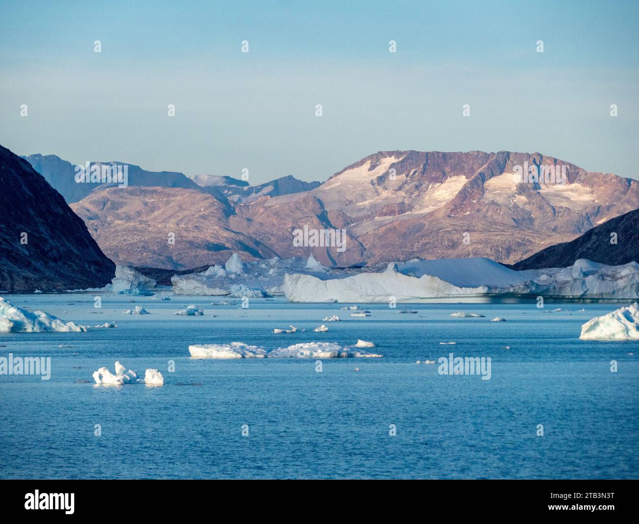 Fjord landscape in Greenland with icebergs Stock Photo - Alamy