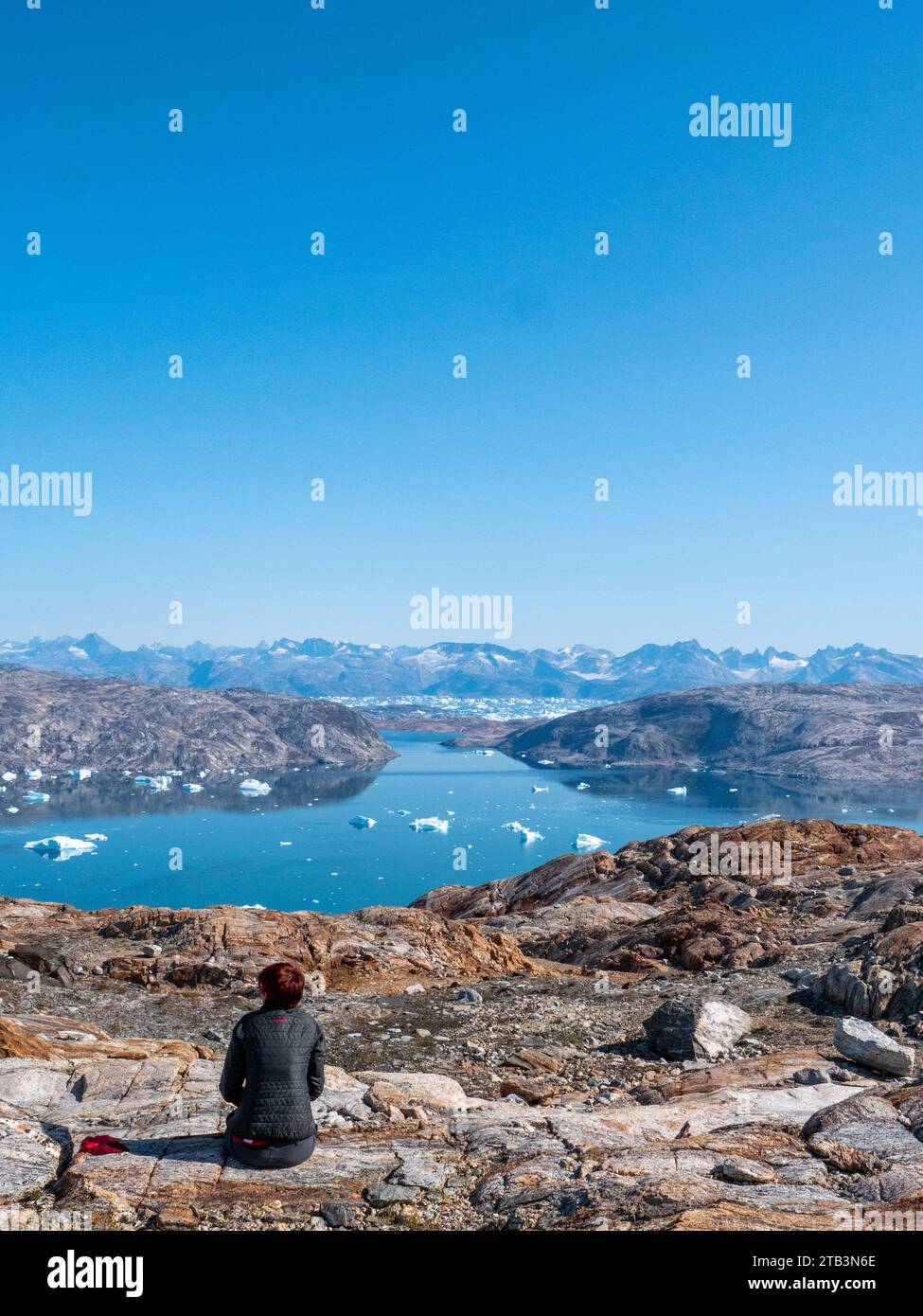 Fjord landscape in Greenland with icebergs Stock Photo - Alamy