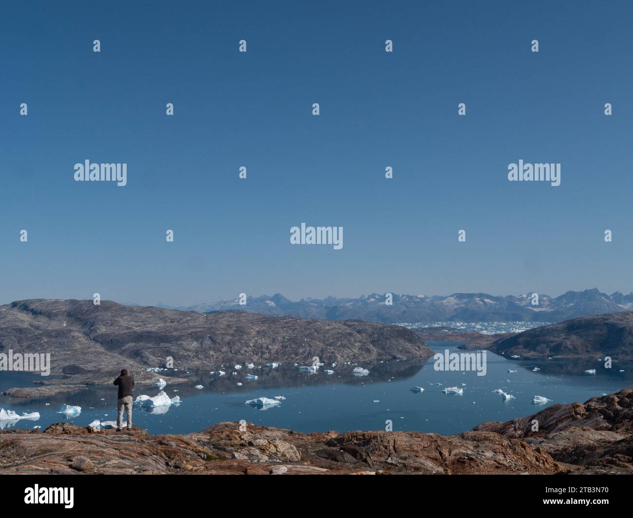 Fjord landscape in Greenland with icebergs Stock Photo - Alamy