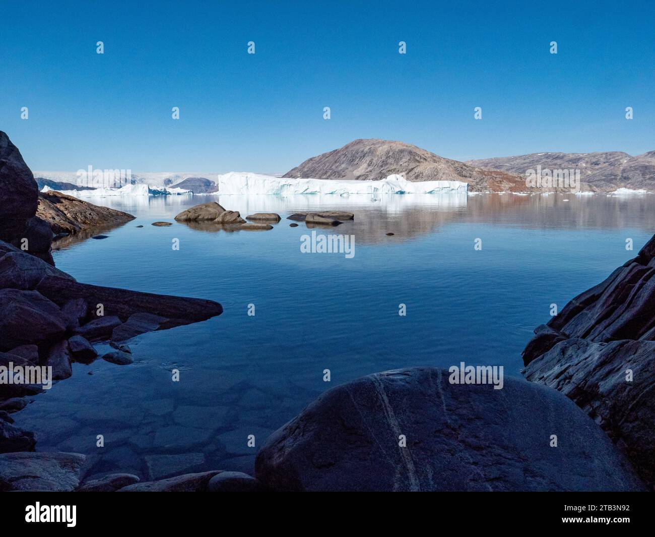 Fjord landscape in Greenland with icebergs Stock Photo - Alamy