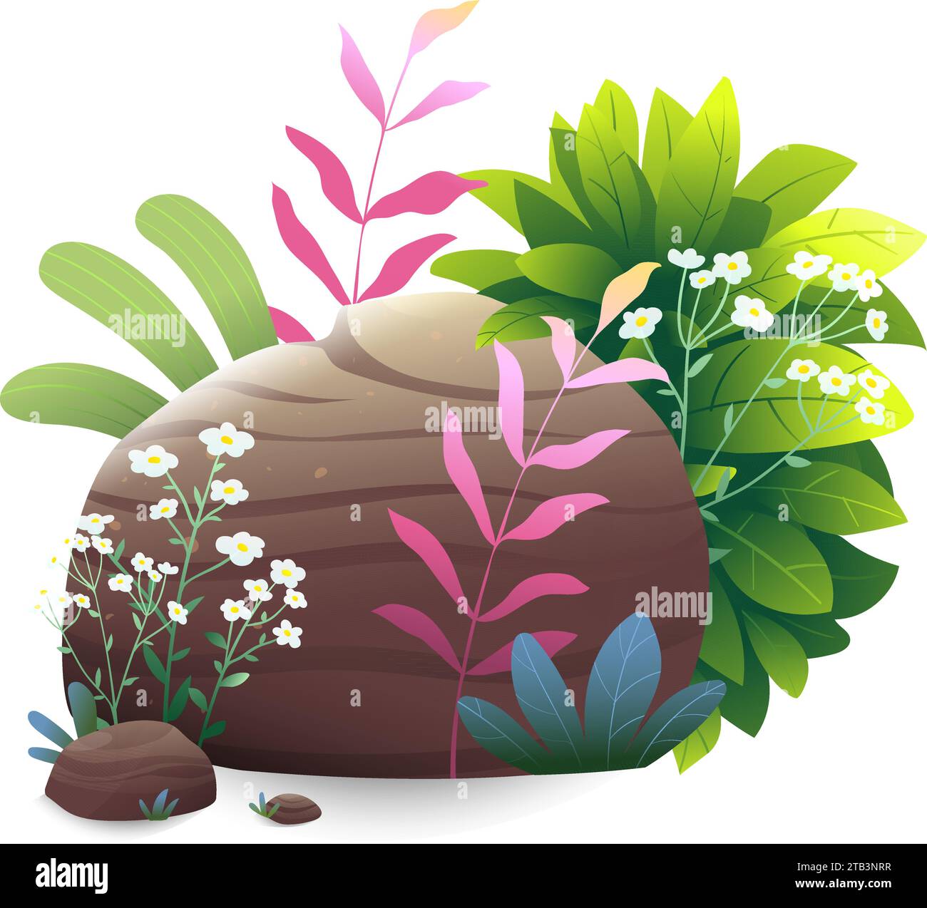 Stone garden stone plants Stock Vector Images - Alamy