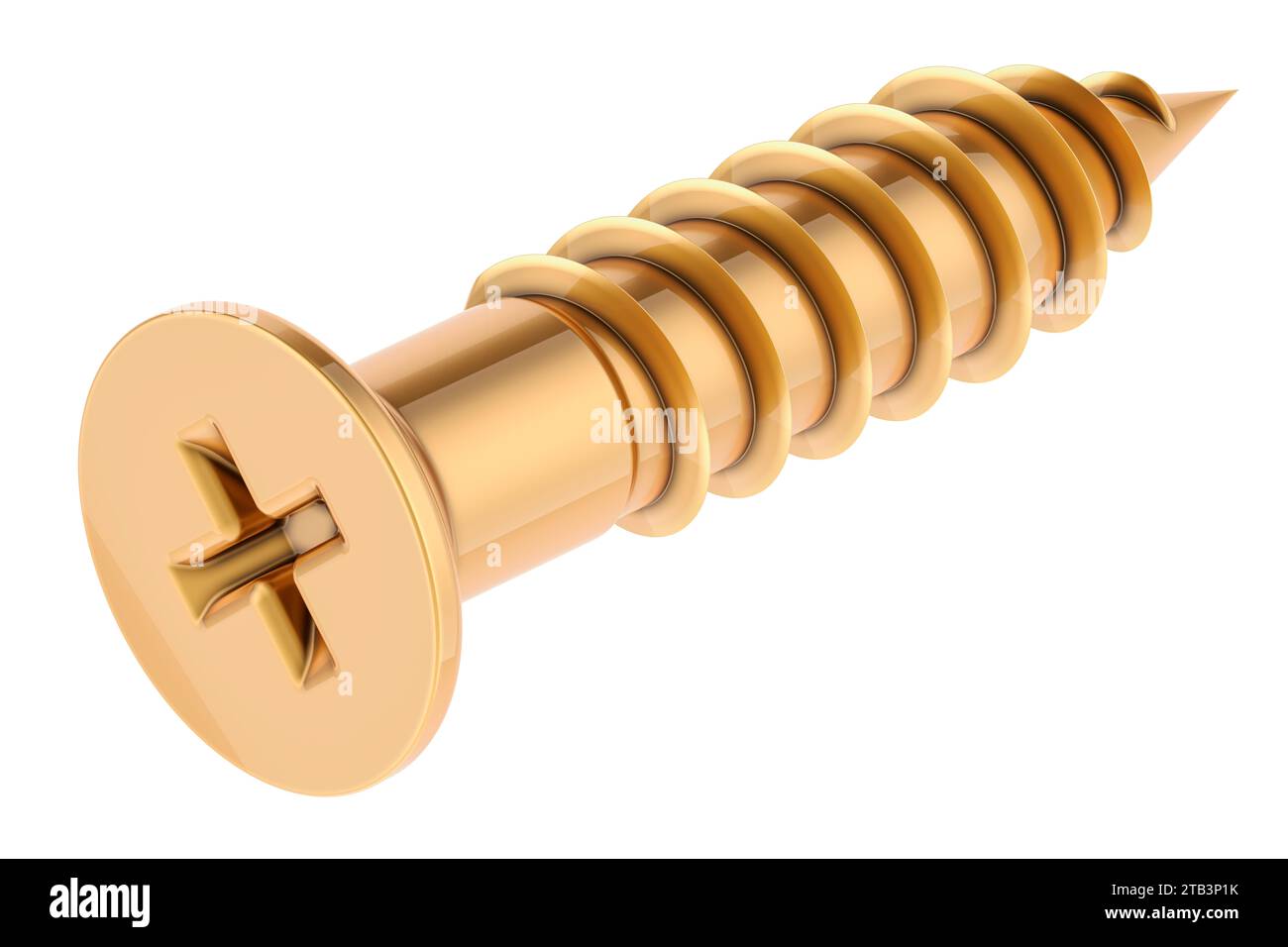 Screw golden, copper or bronze. 3D rendering isolated on white ...