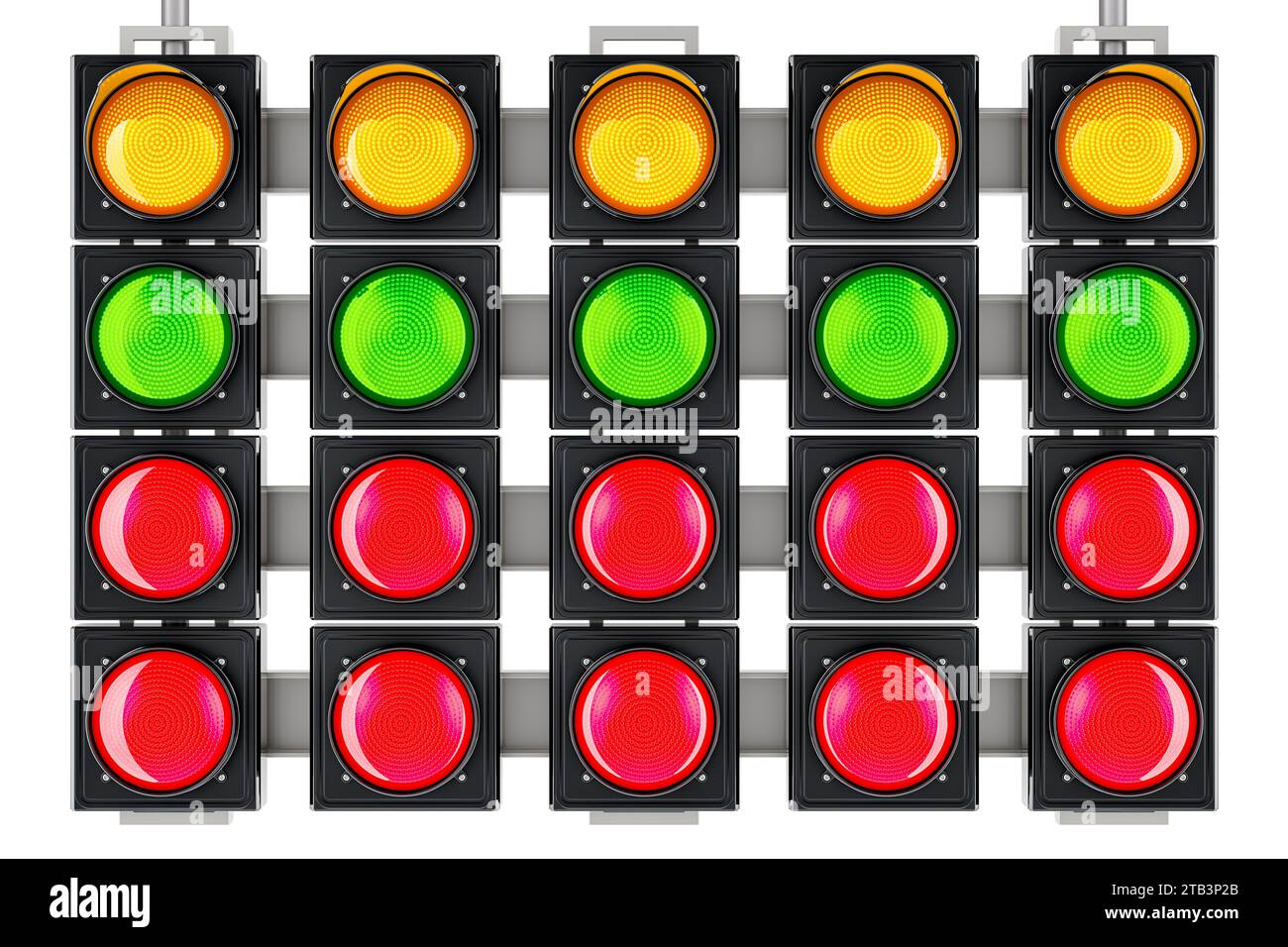 Start line racing starting lights system. 3D rendering isolated on ...