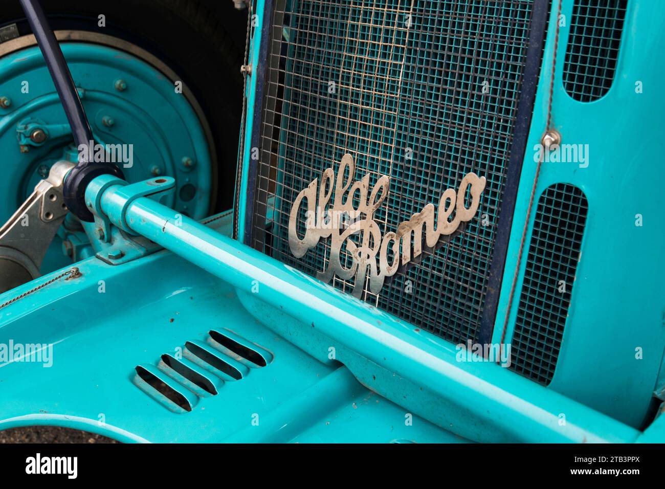 The 1931 blue Alfa Romeo 8C 2600 Monza of Ellie Mann, driven by ...