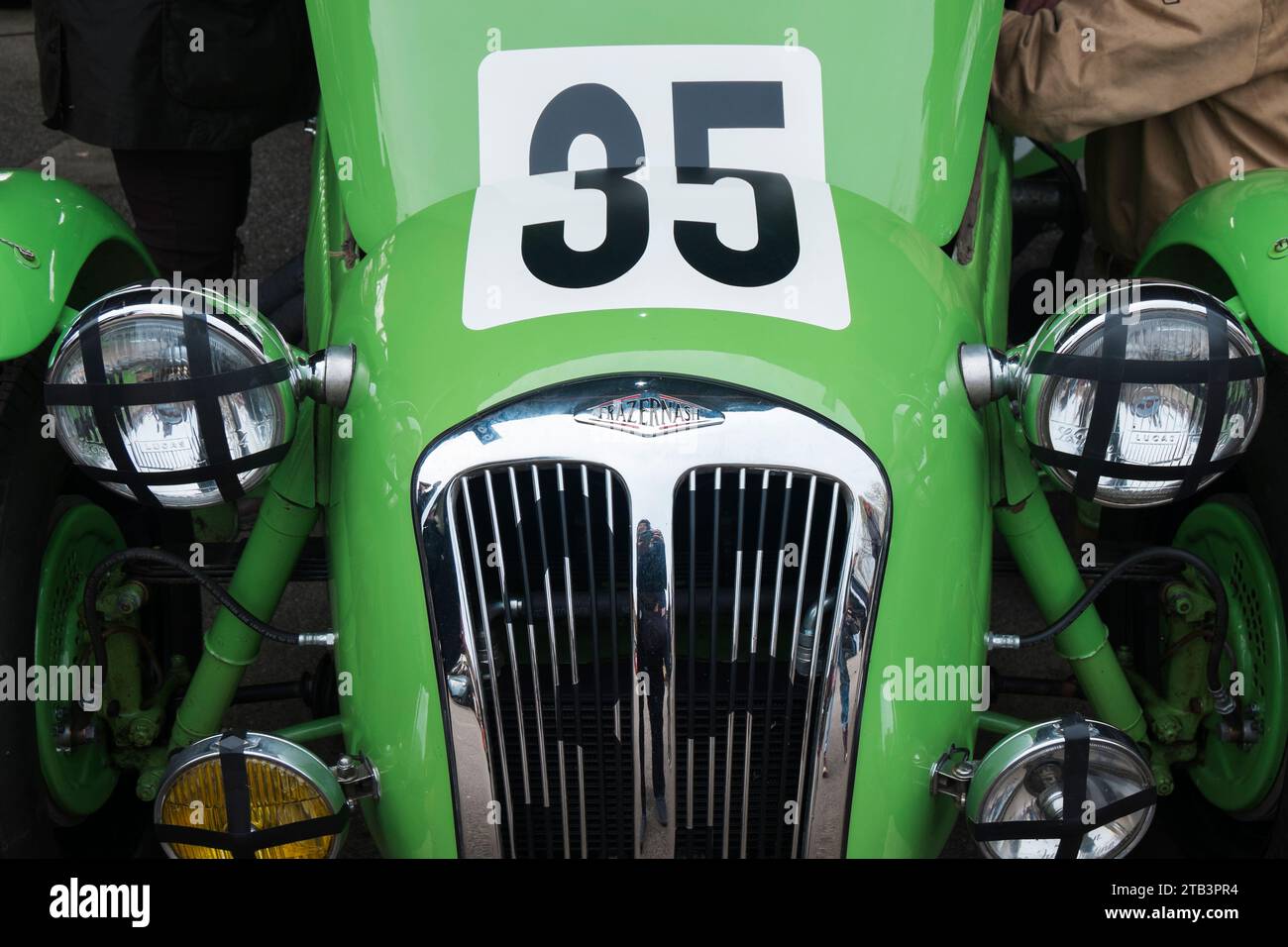 The green 1951 Frazer Nash Le Mans Replica of Noelle Dunkerley, driven ...