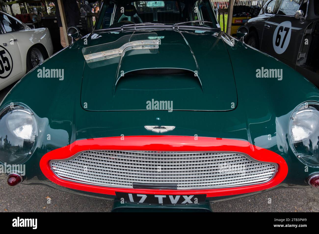 The dark green 1960 Aston Martin DB4GT of Dwight Merriman ready for the ...