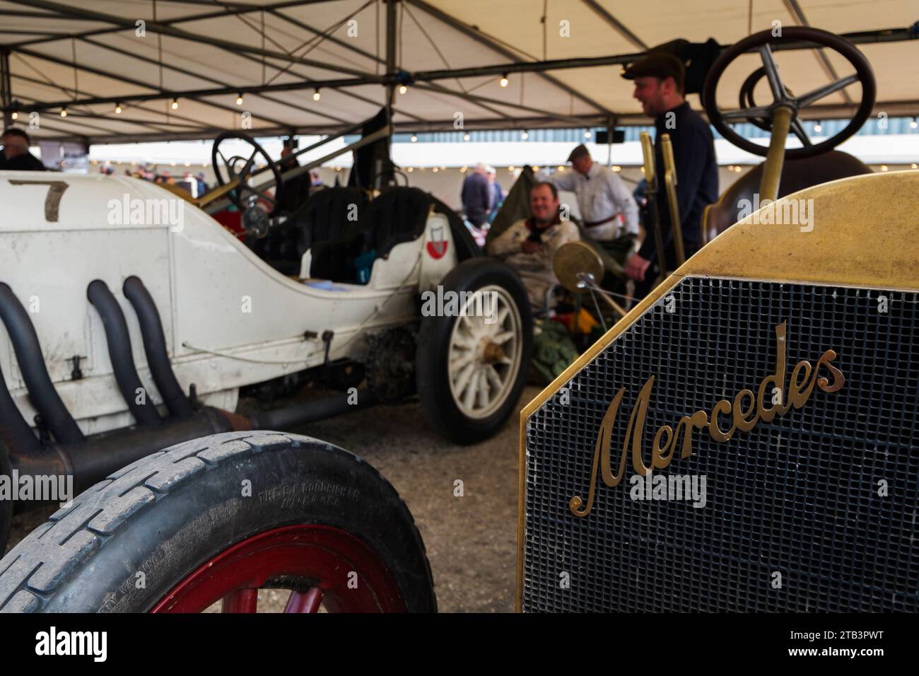 Grille of the 1903 Mercedes 60hp of Auto and Technik Museum next to the ...