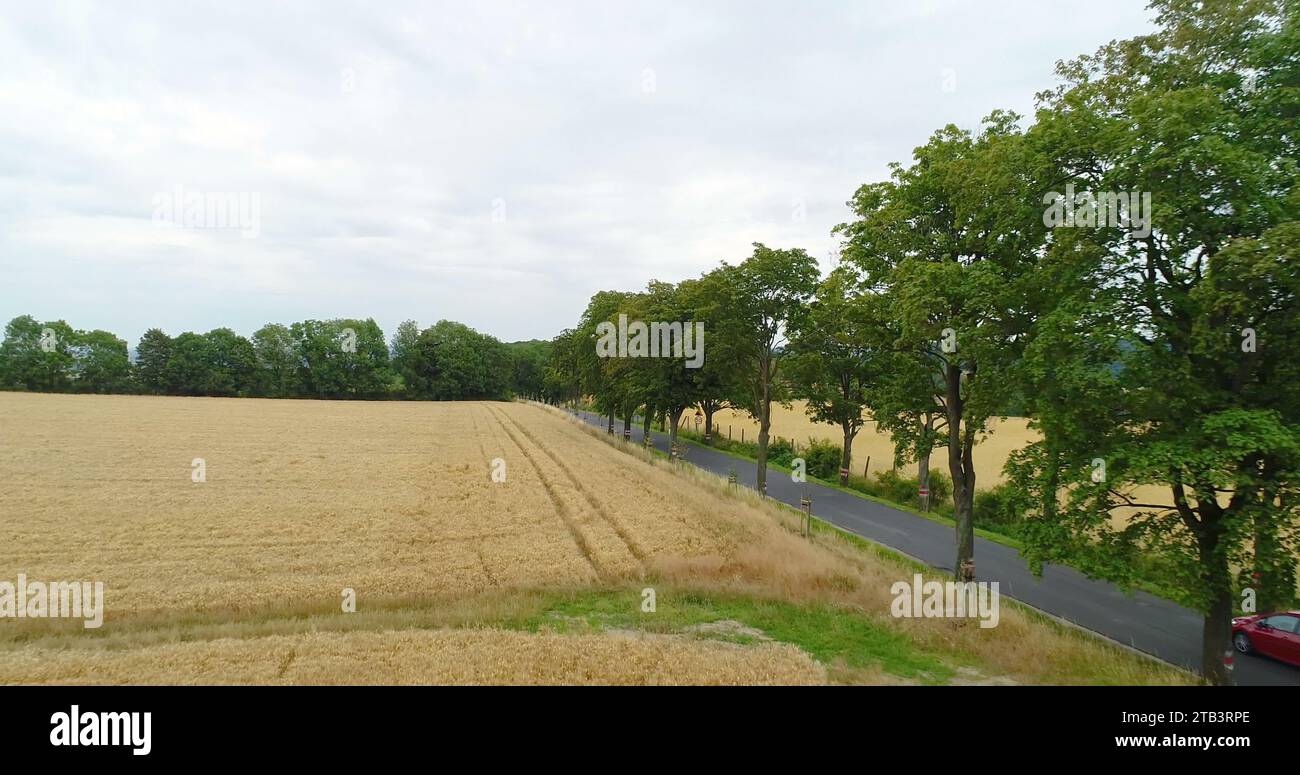 Car passing highway aerial view Stock Photo - Alamy