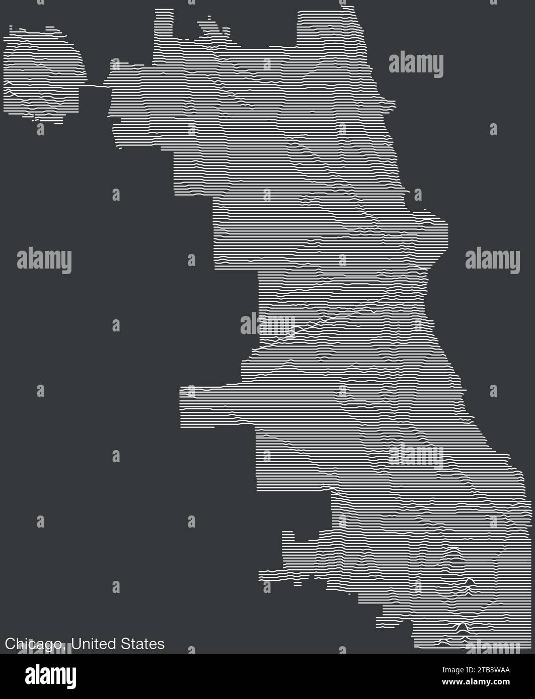 Topographic exaggerated relief map of CHICAGO, ILLINOIS Stock Vector ...
