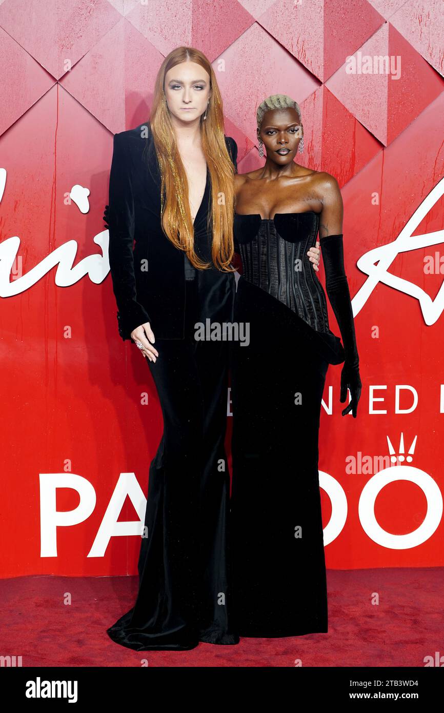 Harris Reed (left) and Sheila Atim attending the Fashion Awards 2023 ...