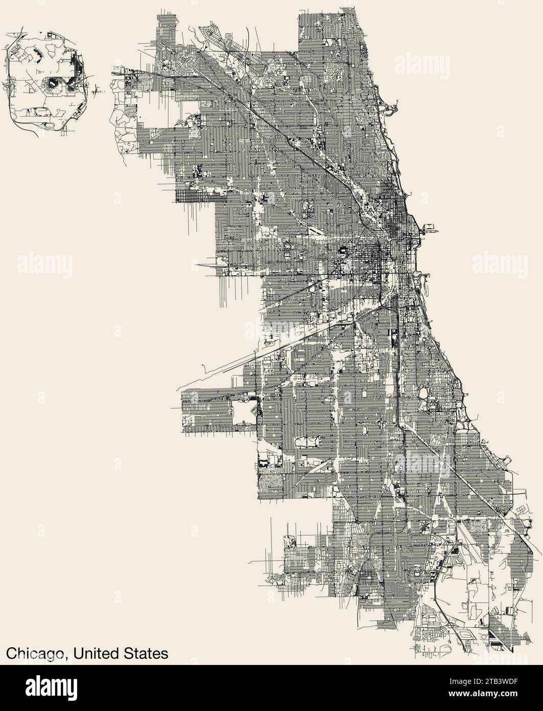Street roads map of CHICAGO, ILLINOIS Stock Vector Image & Art - Alamy