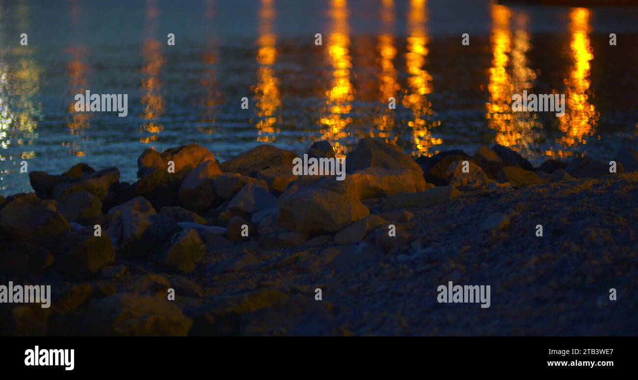 close up of view of sea shore at night Stock Photo - Alamy