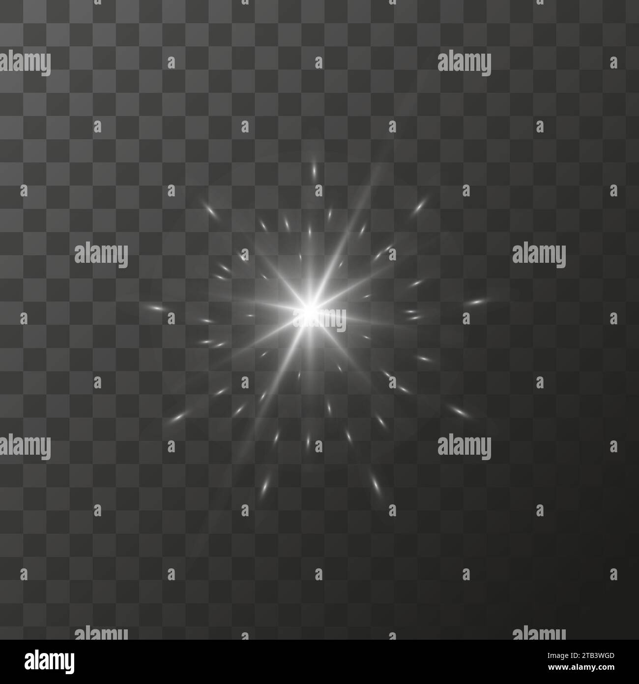 Shining star light rays glowing particles. Vector special effect on a transparent background ...