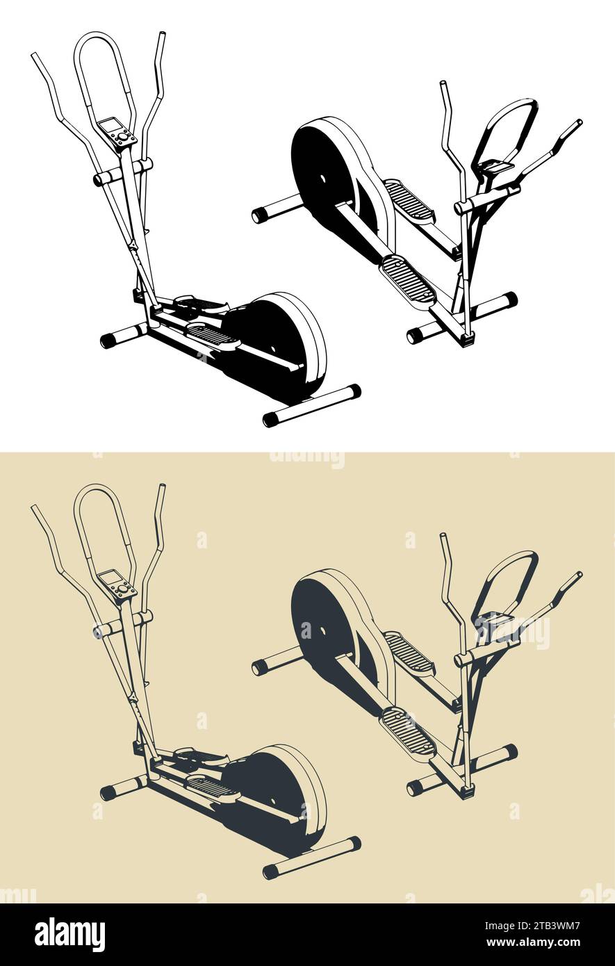 Stylized vector illustrations of elliptical machine Stock Vector Image ...