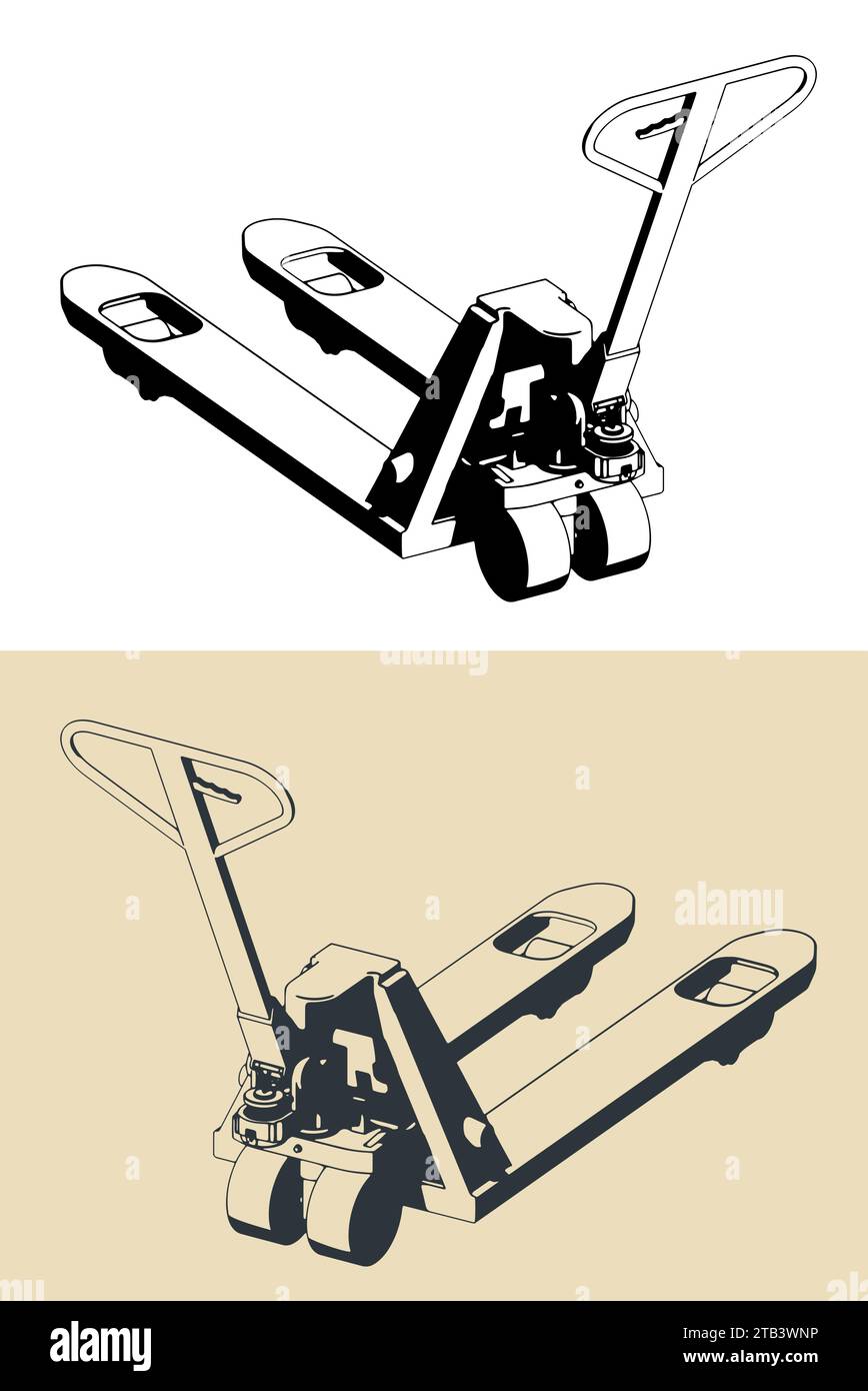 Stylized vector illustrations of pallet jack Stock Vector Image & Art ...