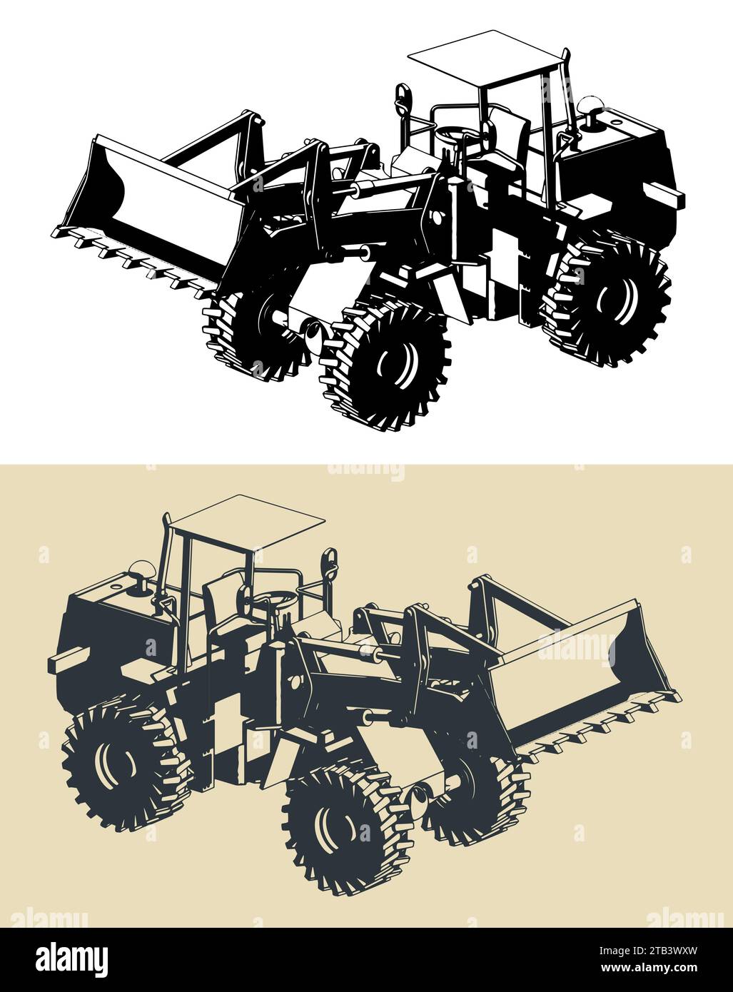 Stylized vector illustrations of wheel loader Stock Vector Image & Art ...
