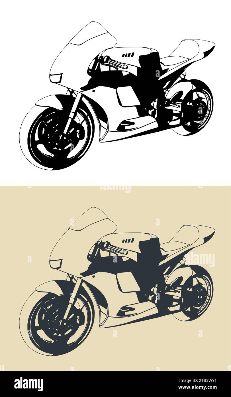 Stylized vector illustrations of sports motorcycle Stock Vector Image ...