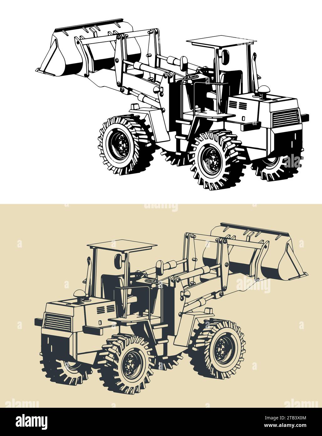 Stylized vector illustrations of wheel loader Stock Vector Image & Art ...