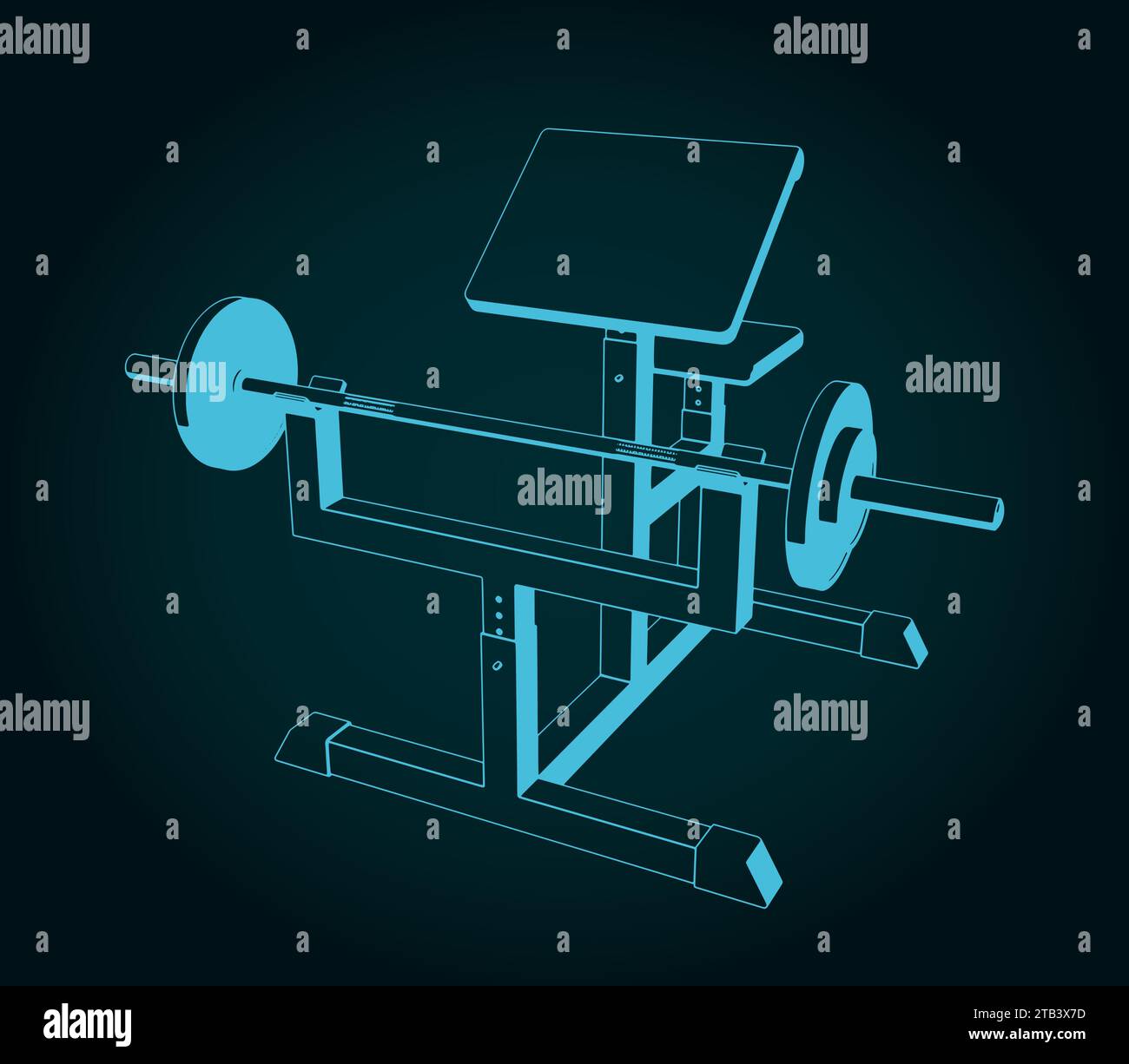 Stylized vector illustration of preacher curl machine Stock Vector ...