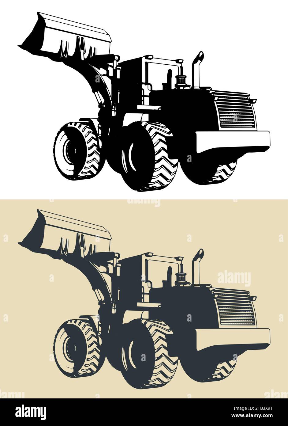 Stylized vector illustrations of wheel loader Stock Vector Image & Art ...