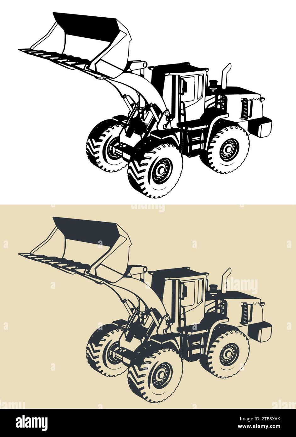 Stylized vector illustrations of wheel loader Stock Vector Image & Art ...