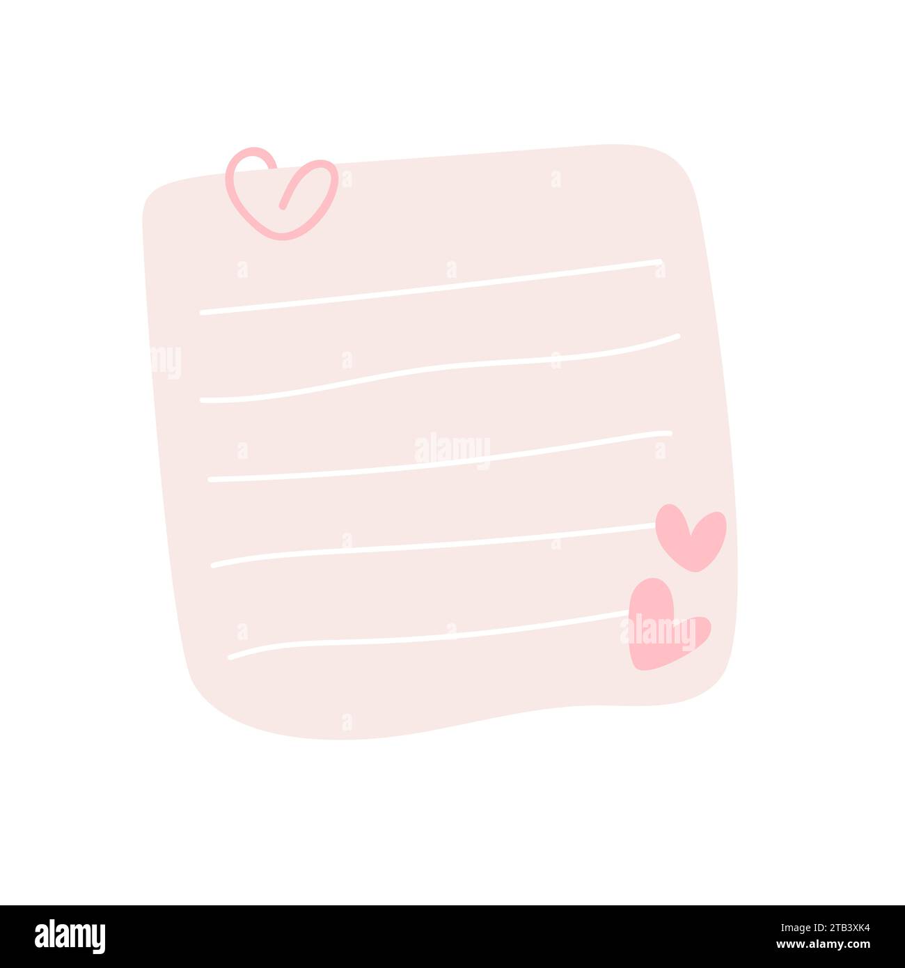 beige note paper post with hearts. Love romantic sticker on wall ...