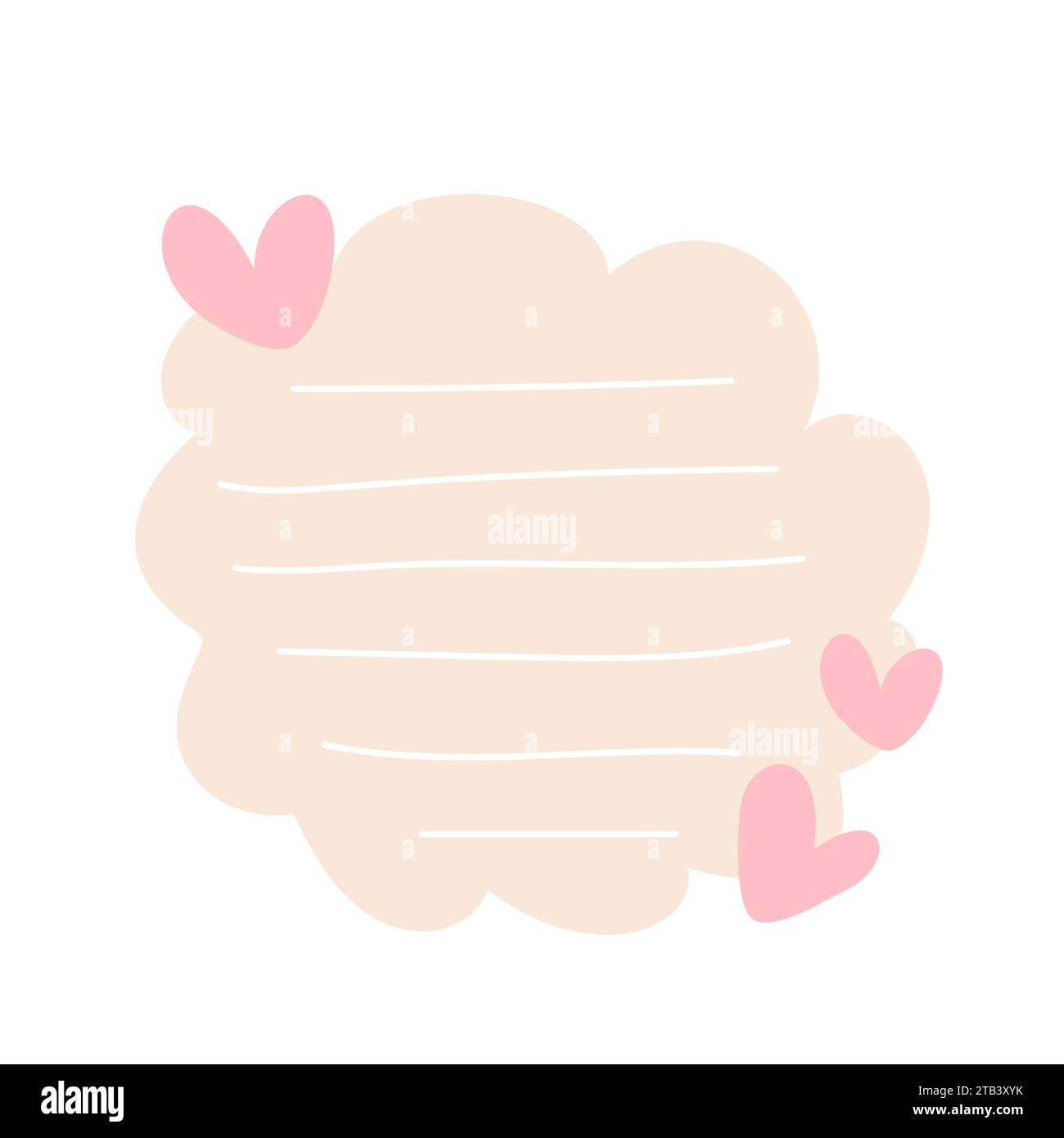 beige note paper post with hearts. Love romantic sticker on wall ...