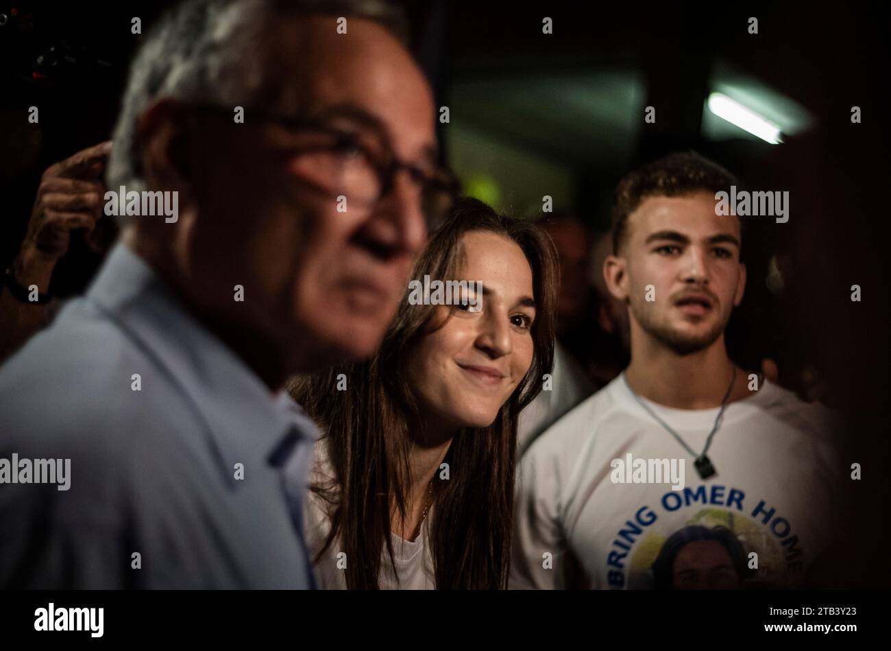 Herzlia, Israel. 04th Dec, 2023. Maya (C) and her brother Itay Regev (R ...