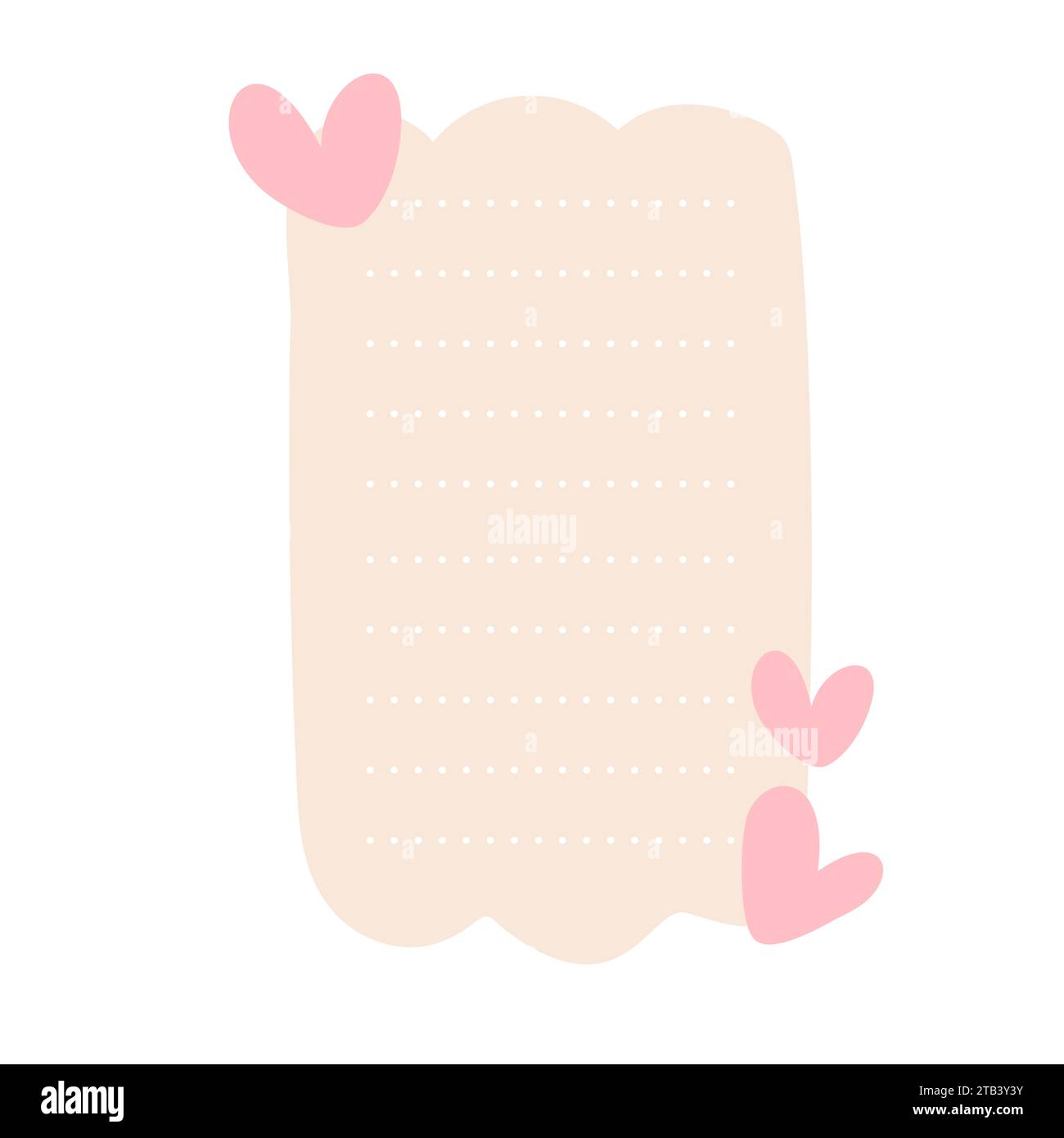 beige note paper post with hearts. Love romantic sticker on wall ...