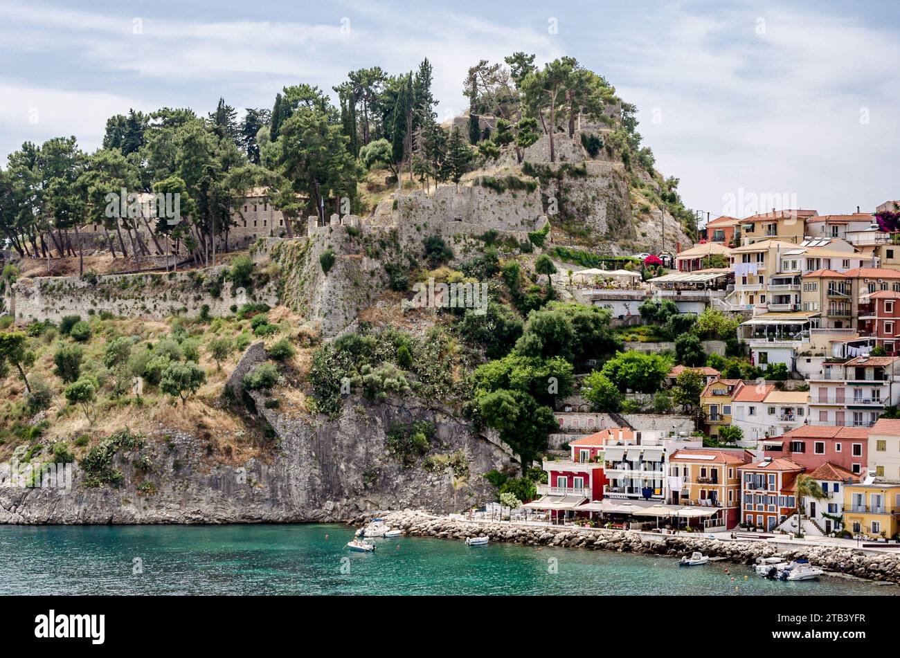 Old Venetian Castle of Parga Town in Western Greece. Rocky Hill with ...