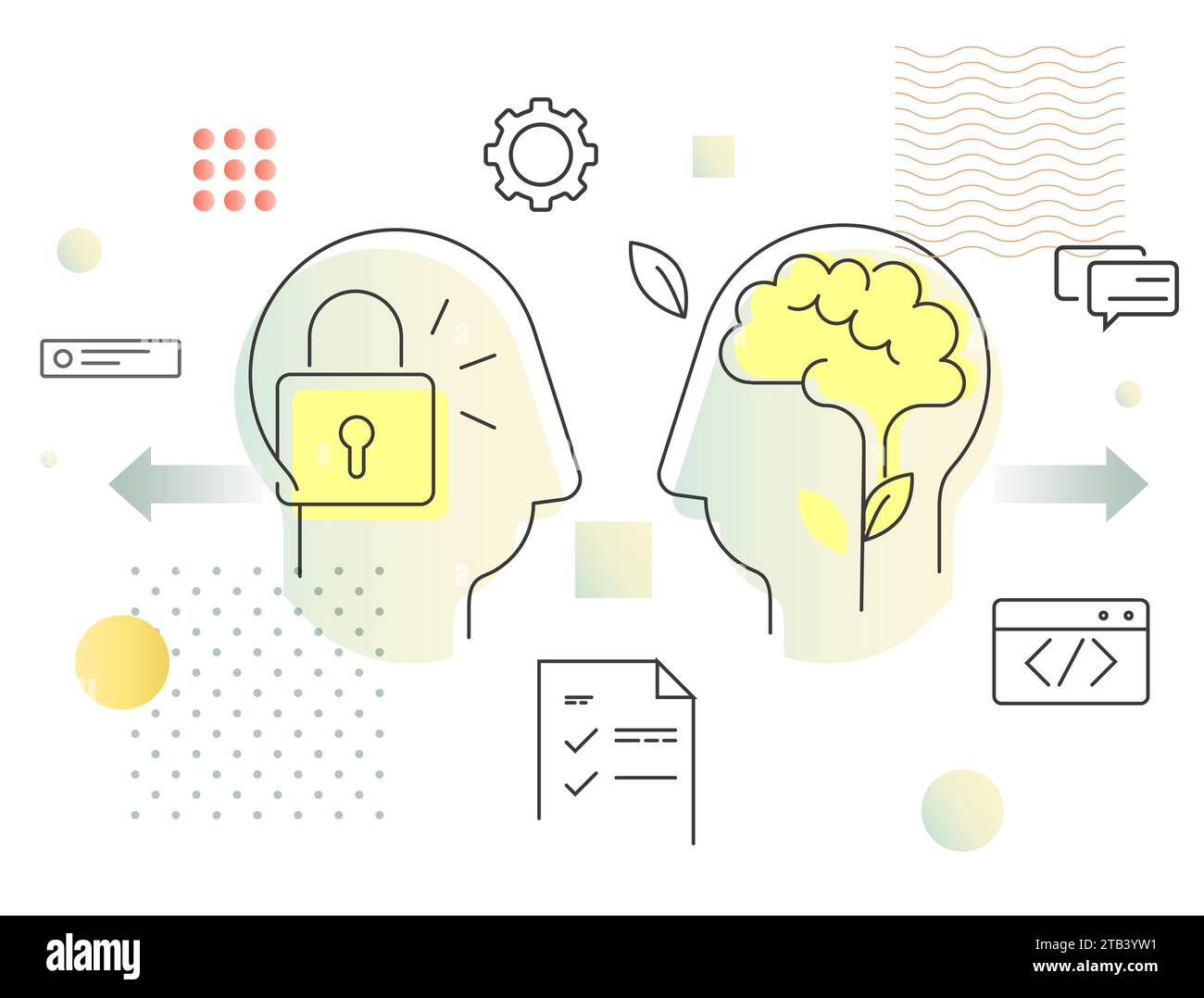 Human Psychology Fixed Vs Growth Mindset - Abstract Illustration as EPS ...