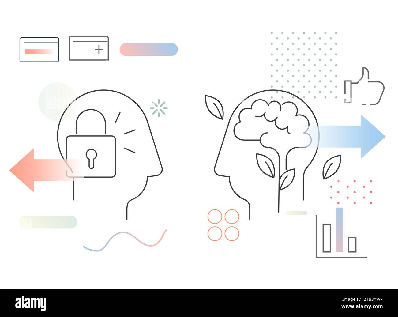 Human Psychology Fixed Vs Growth Mindset - Abstract Illustration as EPS ...