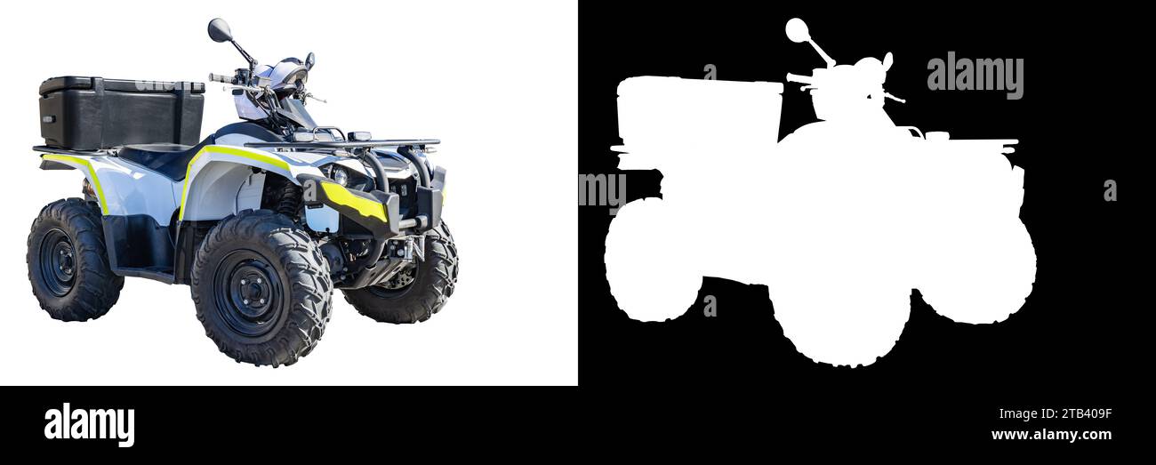 ATV Quad bike, All-Terrain vehicle, with the helmet on, isolated on ...